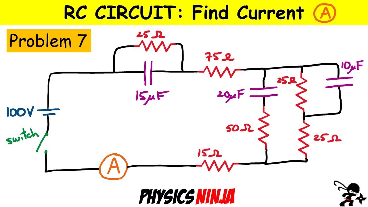 RC Circuits - Problem 7 - Finding current after closing switch