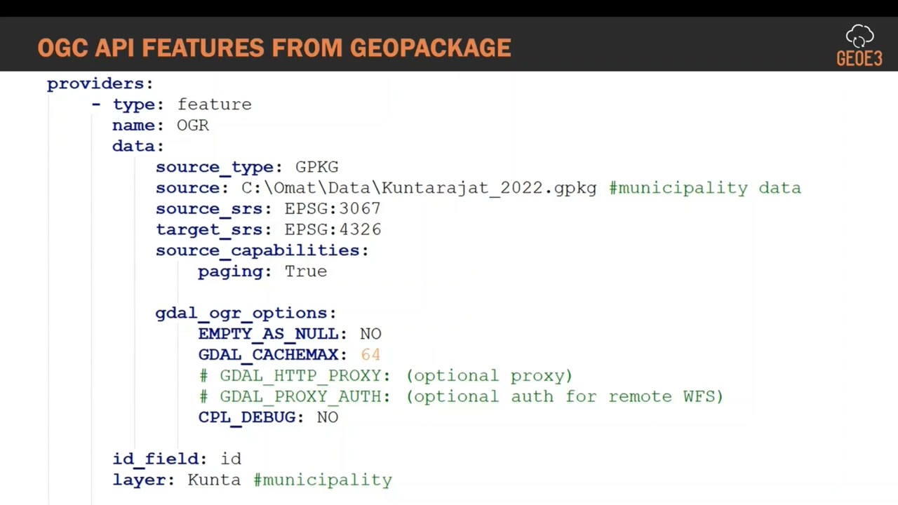 How to implement OGC API Features by using pygeoapi?