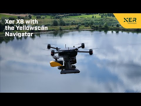 Xer X8 drone with the Yellowscan Navigator LiDAR payload for bathymetric surveys and inspection