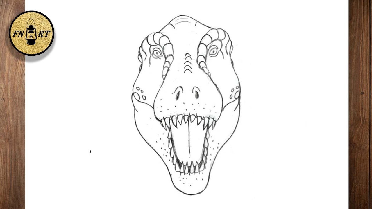 How to draw a dinosaur t rex face step by step