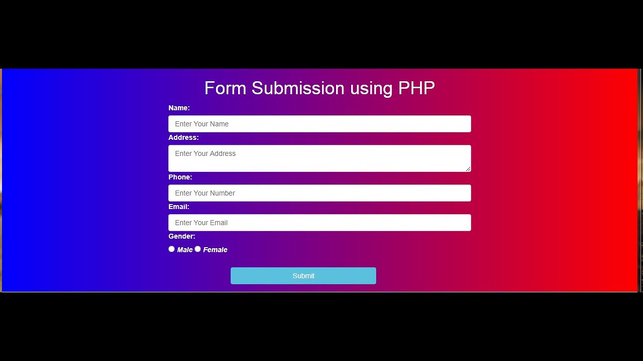 PHP - Insert Form Data Into MYSQL Database Using PHP | Bootstrap | Tutorial For Beginners