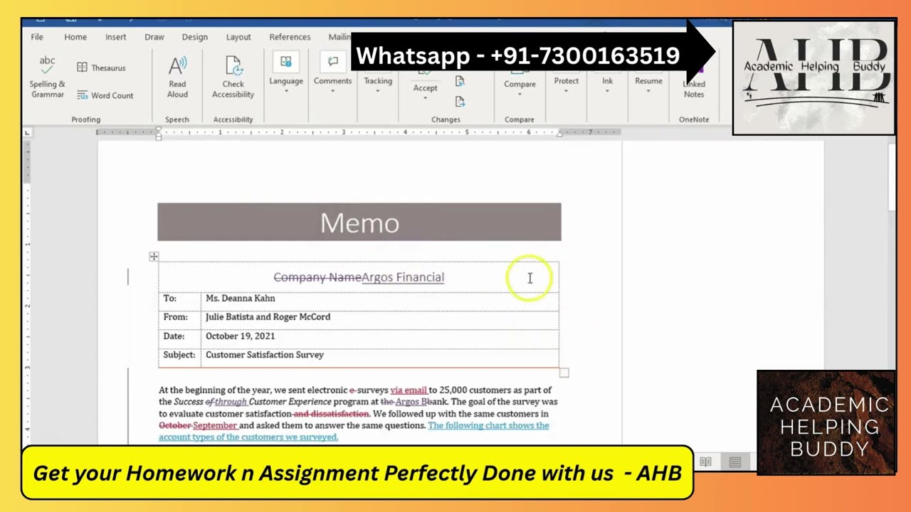 Word Module 8 SAM Project A | Argos Financial | Cengage Mindtap
