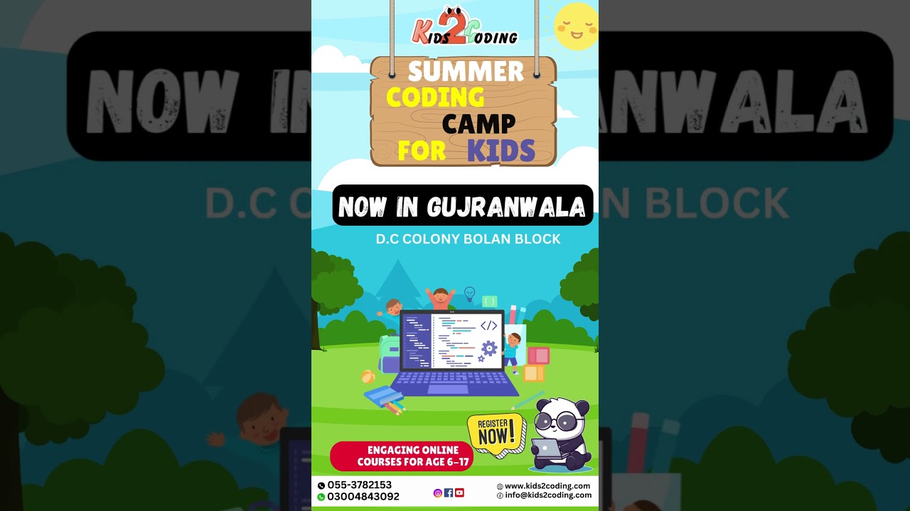 Exciting News! This summer first time coding camp for kids will be held in Gujranwala.