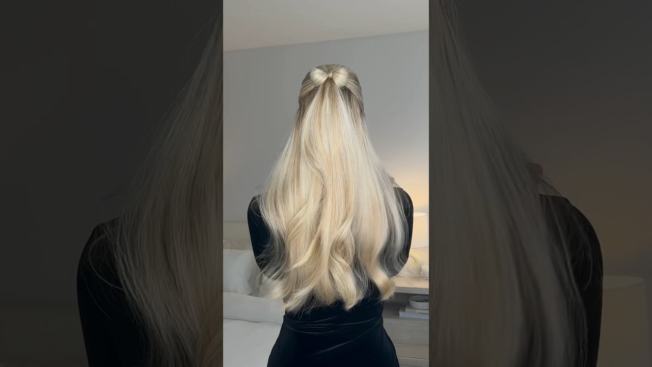 Hair bow hair tutorial🎀The perfect holiday hairstyle #hairbow #hairstyle #hairtutorial #holidayhair