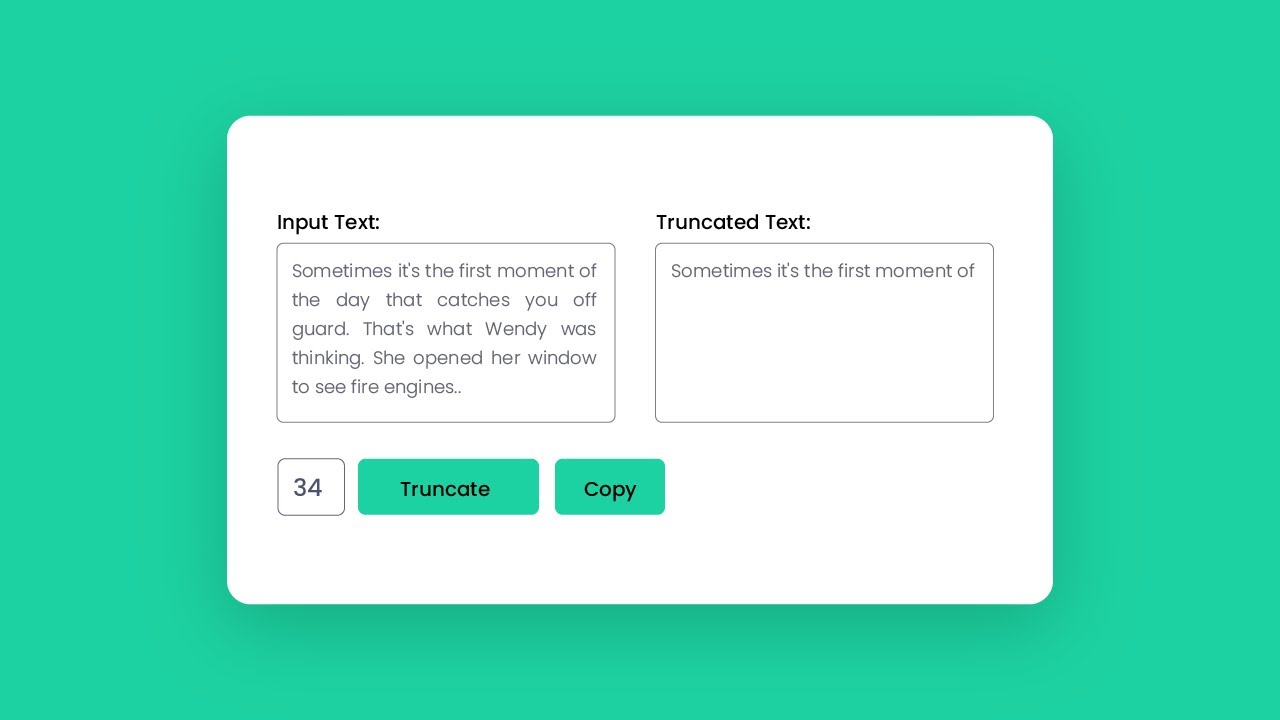 Truncate Text App | Javascript Project With Source Code