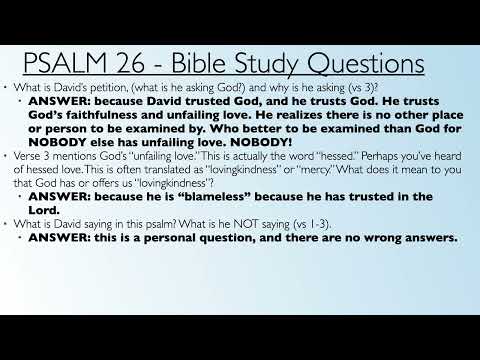 Bible Study Questions and Answers for Psalm 26