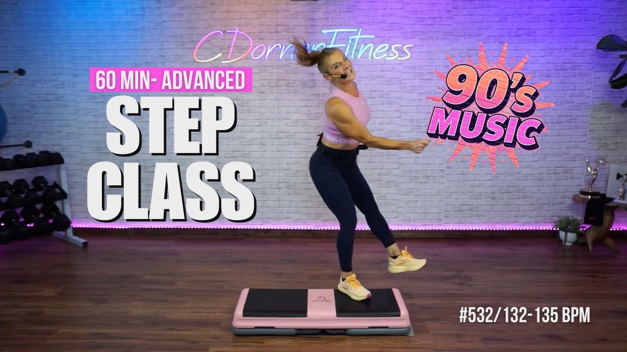 ADVANCED Step Aerobics Workout | 60 Min Cardio Burn ( 90s Music  - 132-135 BPM ) #532