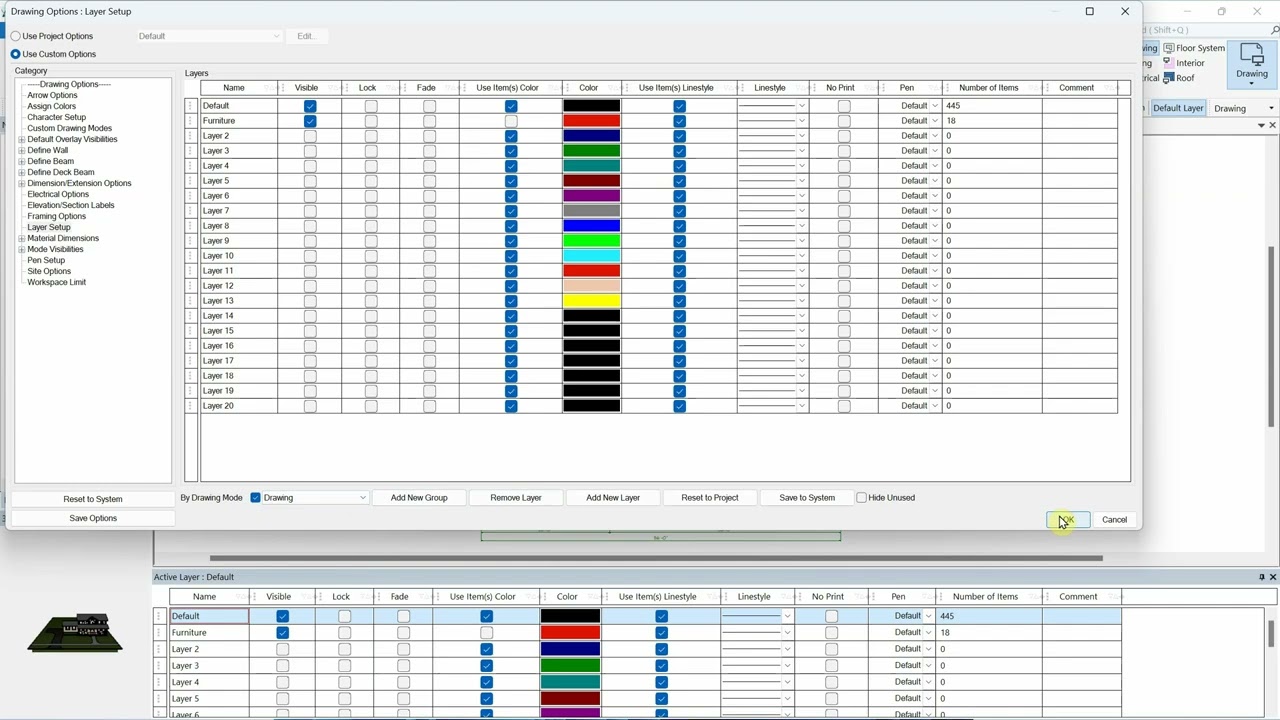Layer | Controls by Mode