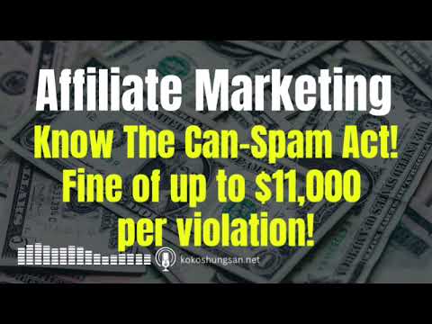 Affiliate Marketing: Know The Can-Spam Act! Fine of up to $11,000 per violation!