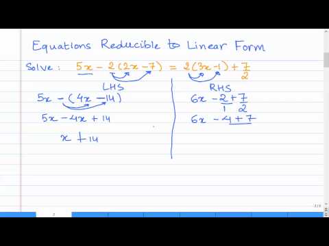 Reducing equations to simpler forms : Linear Equations in One Variable ...