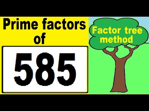 Prime factors of 585. Prime factors decomposition of 585. Factor tree method.