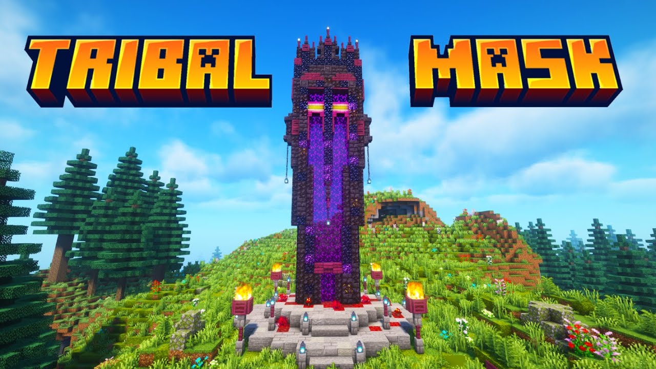 Minecraft - How to Build a Tribal Mask Nether Portal - Minecraft Builders