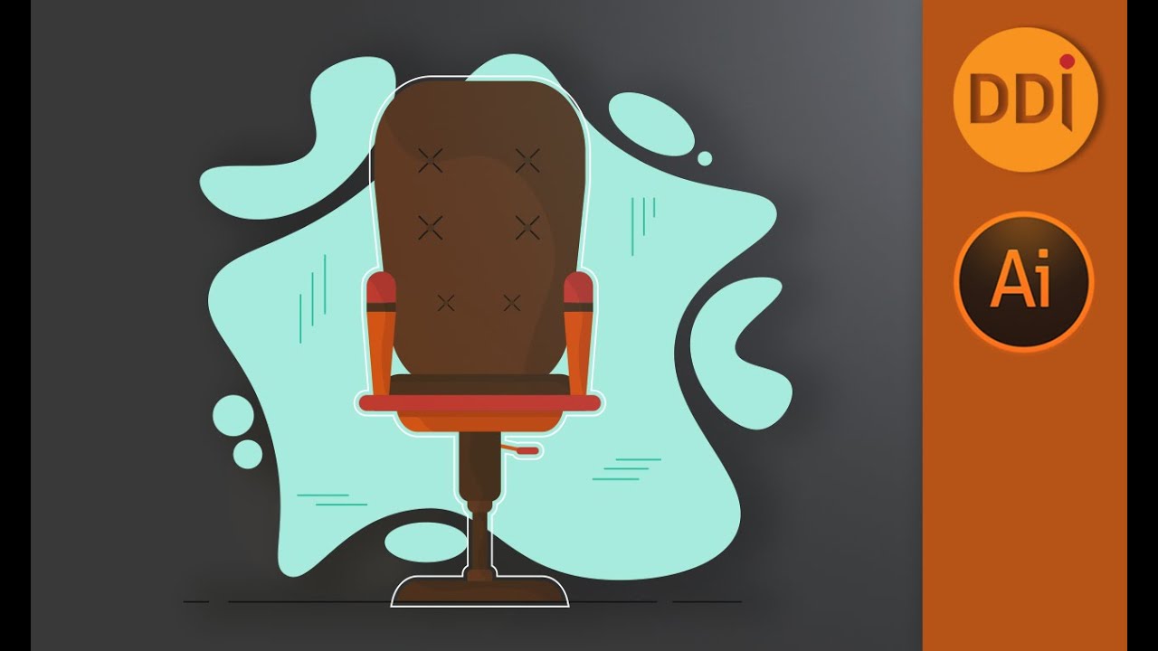 How to draw an office chair. Vector illustration tutorial. 👍