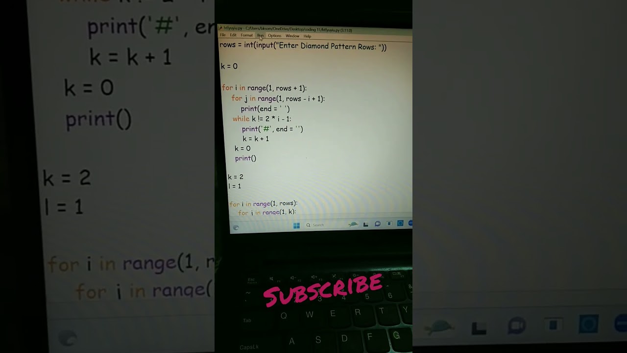 diamond pattern using python #viral #pythonprogram #python #coding #idle #computerscience