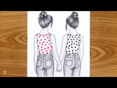 How to draw Two Bff Drawing || Best friend Pencil sketch || Best friend ❤️ || Art video