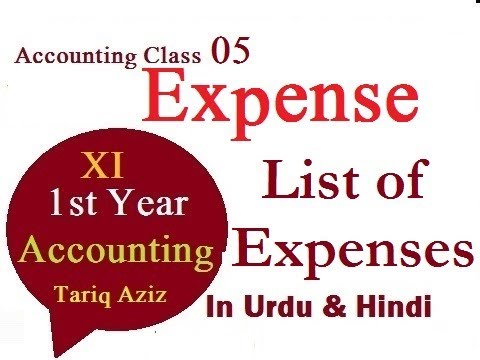 XI Accounting Class 05 Expense Meaning In Urdu! Hindi ~ List Of Expenses In Accounting