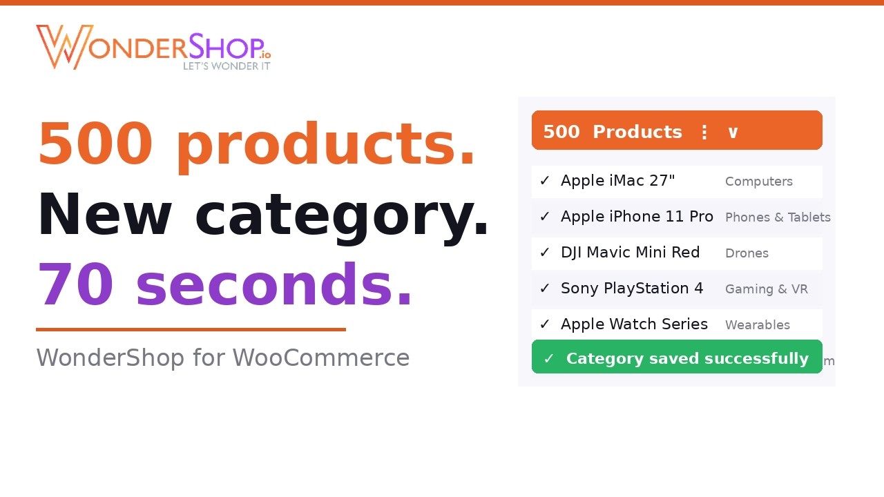 Recategorize 500 WooCommerce products in 70 seconds — WonderShop