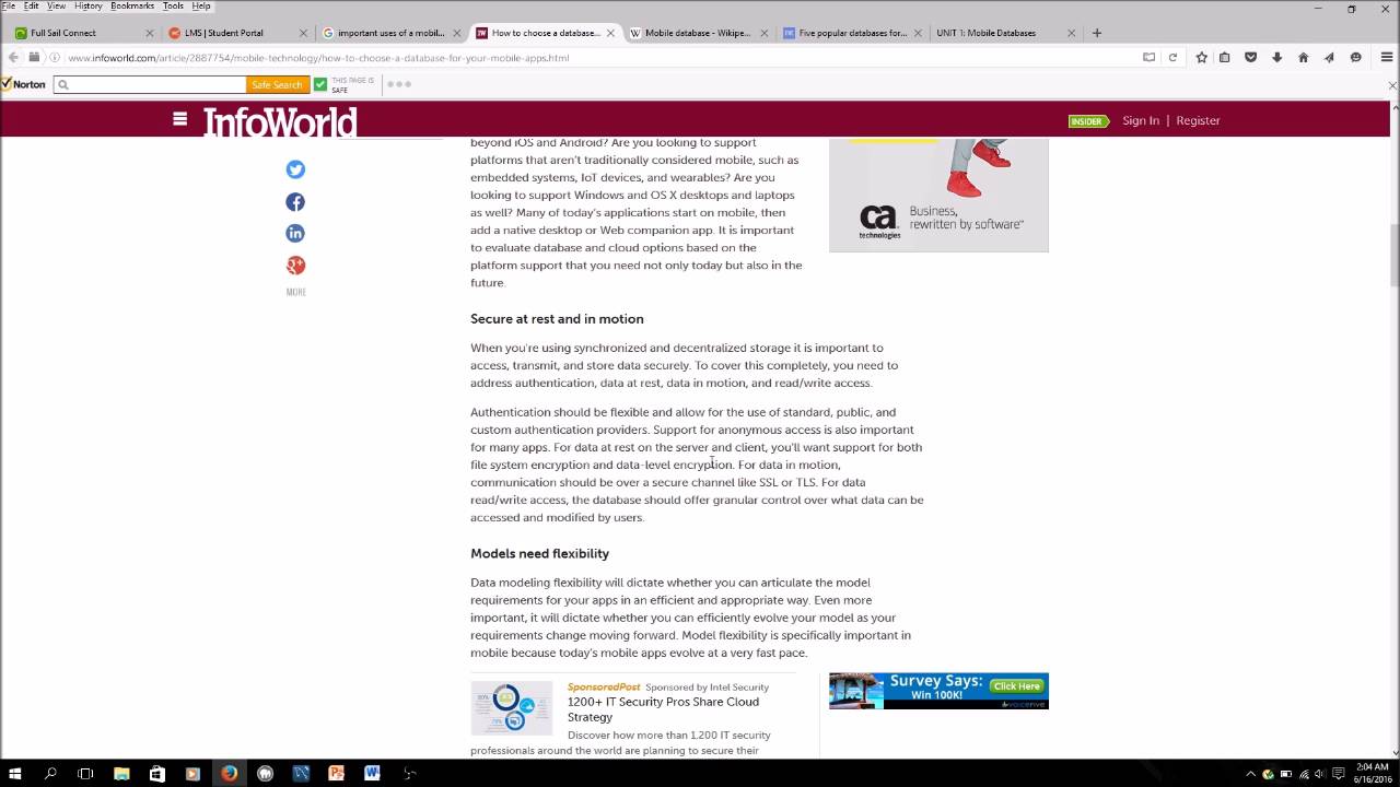 Mobile Database Topic