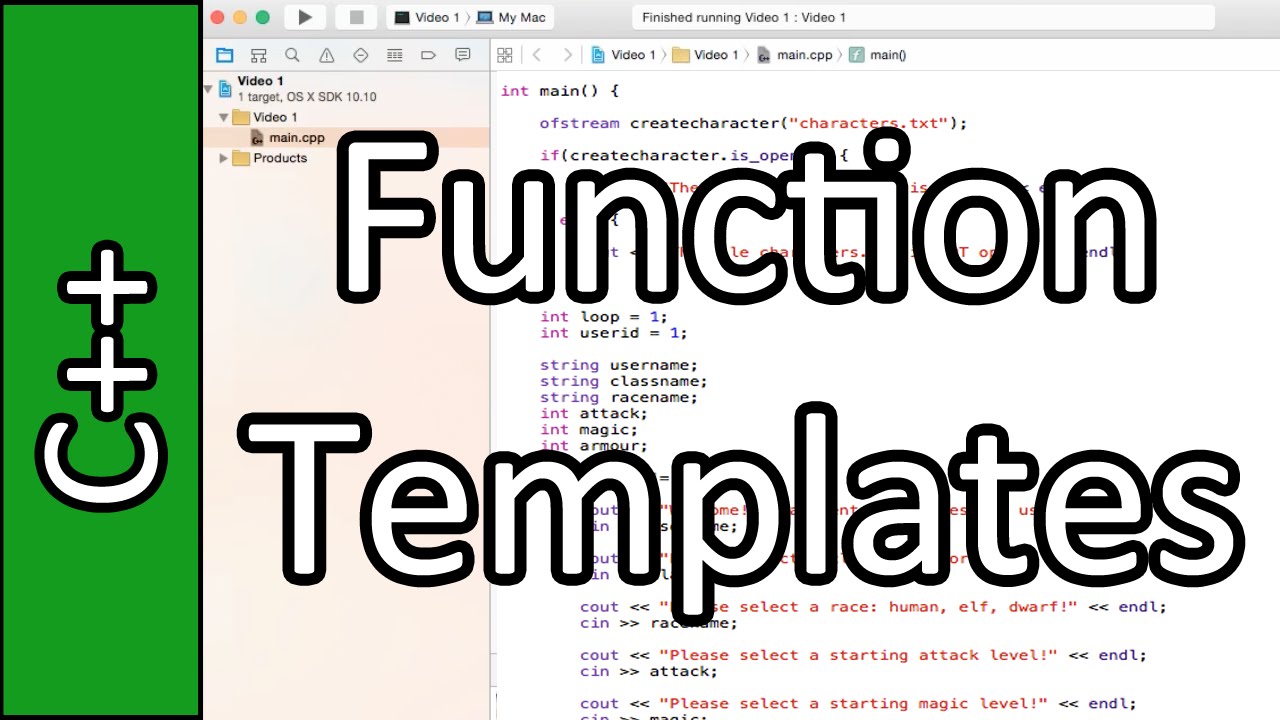 Function Template - C++ Programming Tutorial #46 (PC / Mac 2015)