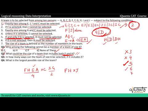 Selection(Formation of teams) Video Lecture - Logical Reasoning (LR) and Data Interpretation (DI ...