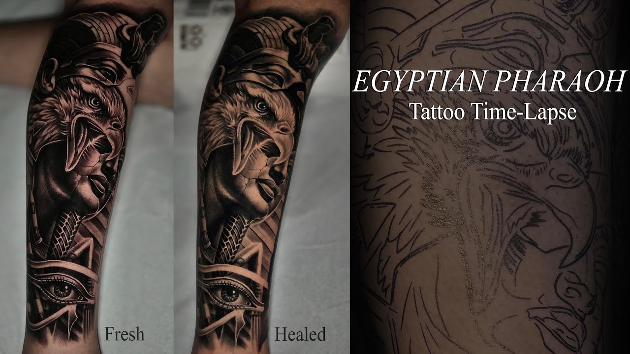 EGYPTIAN PHARAOH | Black and Grey Realism | Tattoo Time-lapse