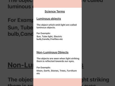 Luminous and Non-Luminous objects