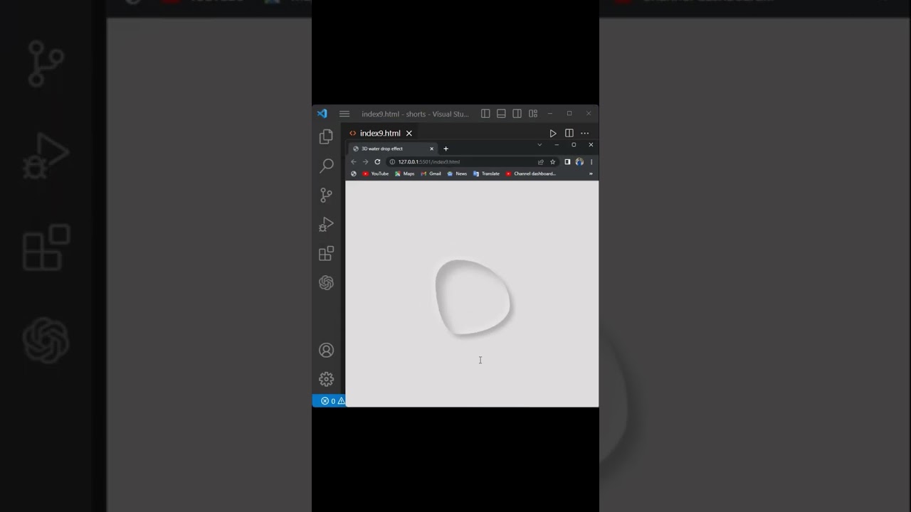3D water drop 💧 Effect Using HTML and CSS tutorial #shorts #css #coding