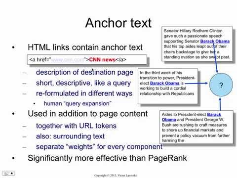 Web search 10: anchor text