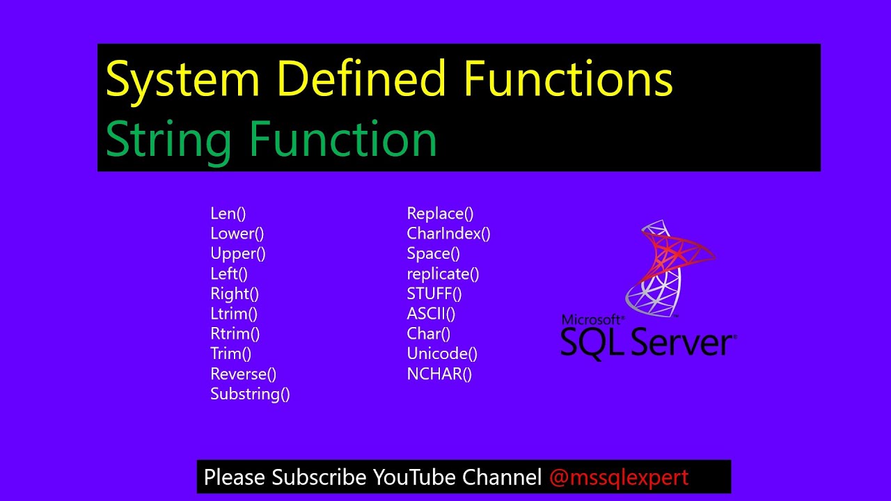 String functions in sql | String functions | string function in sql | mssqlexpert string function