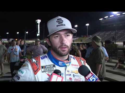 Dawsonville native Chase Elliot speaks after his exciting victory in the Quaker State 400