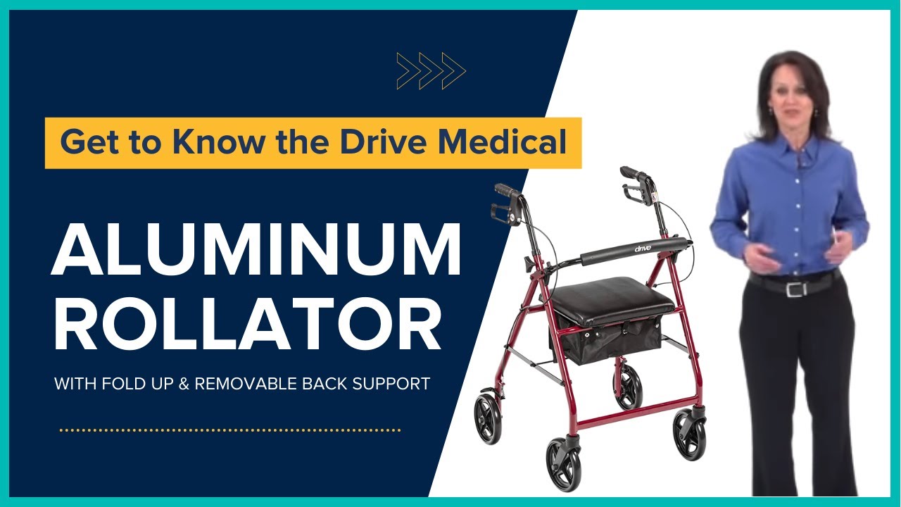 Drive Medical Aluminum Rollator with Fold Up & Removable Back Support