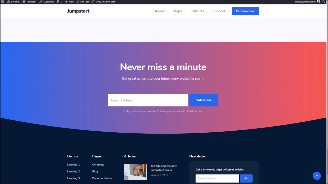Jumpstart WordPress Theme - Theme Options Overview