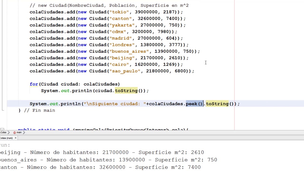 PriorityQueue en Java ejemplo 3