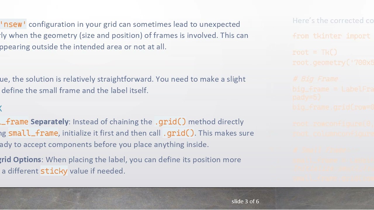 How to Fix Tkinter Label Not Appearing Inside a Frame