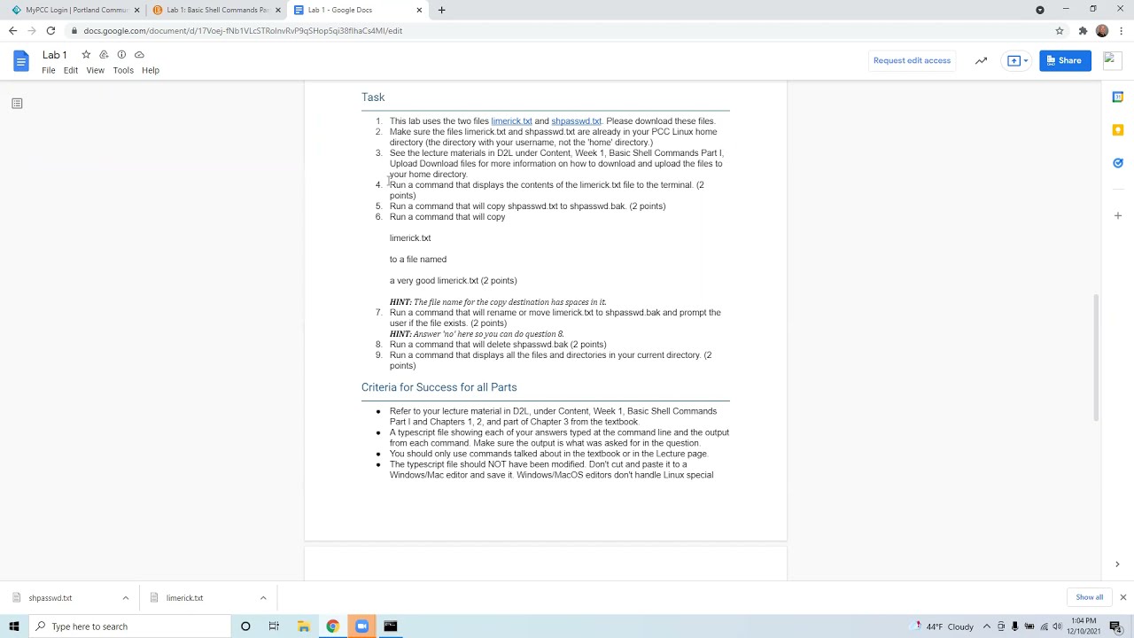 CS 140U Lab 1 Example