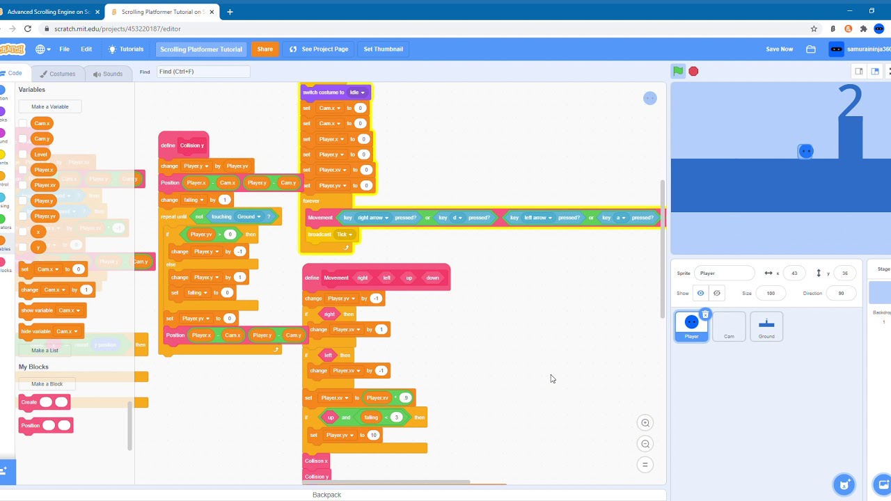 Scratch Scrolling Platformer Tutorial - Overview