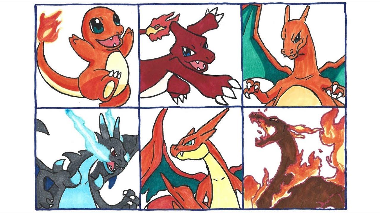 Drawing All Charmander Evolutions