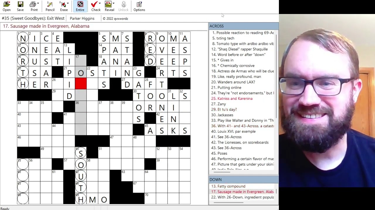 Brian Solves Great Crosswords - QVXwordz, January 20, 2022, 