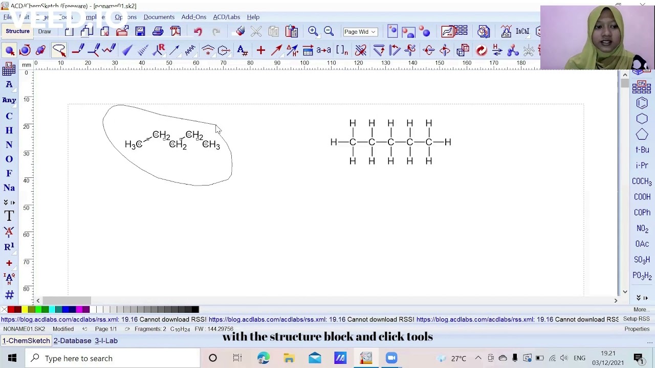 EASILY CREATE A PENTANE STRUCTURE WITH CHEMSKETCH APPLICATION