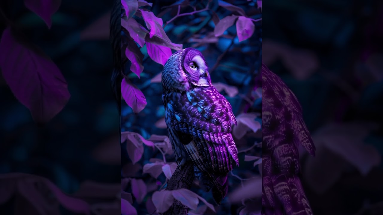 PURPLE IN MEADOWS 🪻🦉 #owl #animals #purple #woods  #ai #aiart #natgeowild #birds #wildcamp #cute