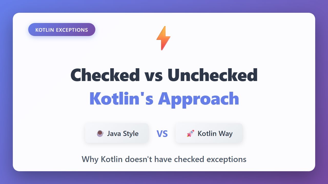 Why Kotlin Has No Checked Exceptions | Kotlin Exception Handling Explained