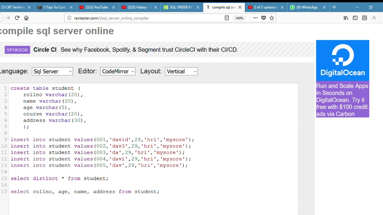Oracle Live SQL   SQL Worksheet   4