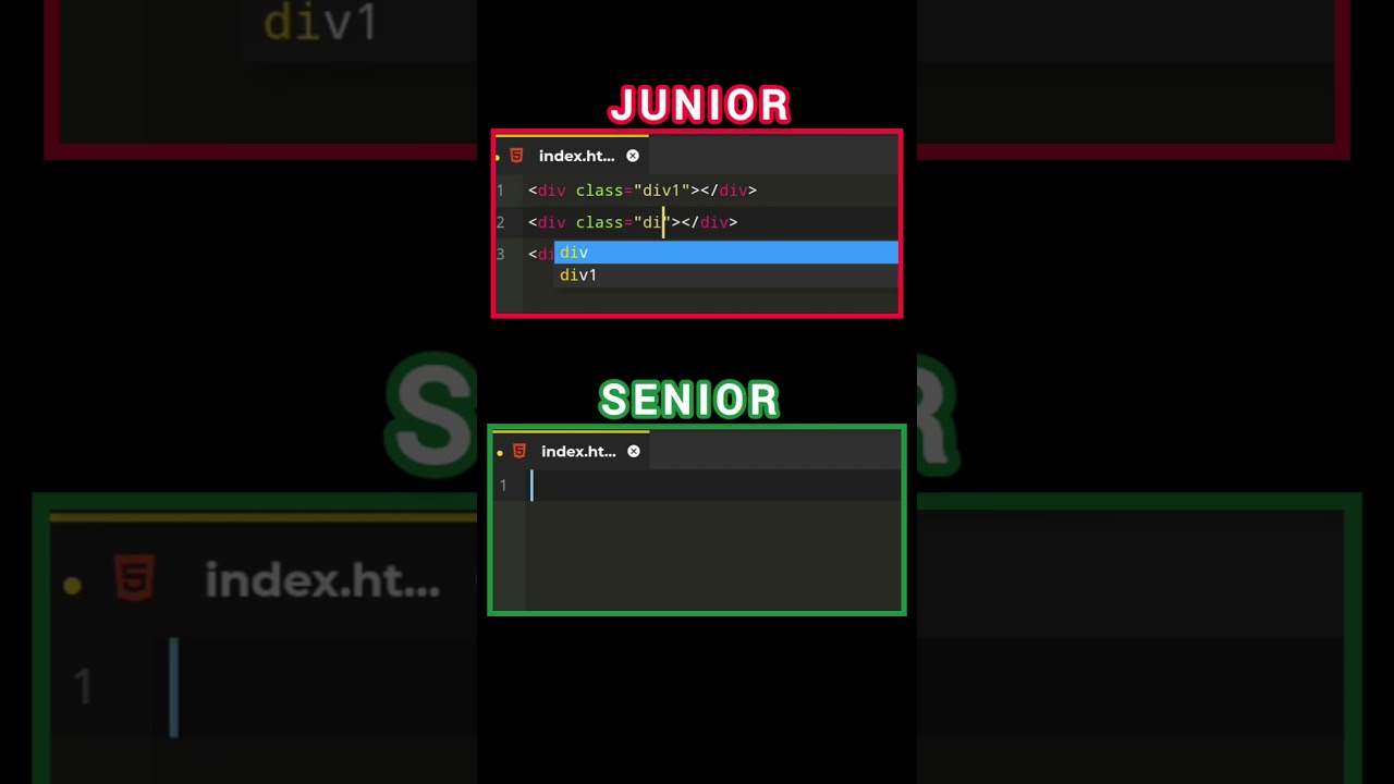 Junior Developer vs Senior Developer. #programming #coding #html #css #javascript #dsa #webdeveloper