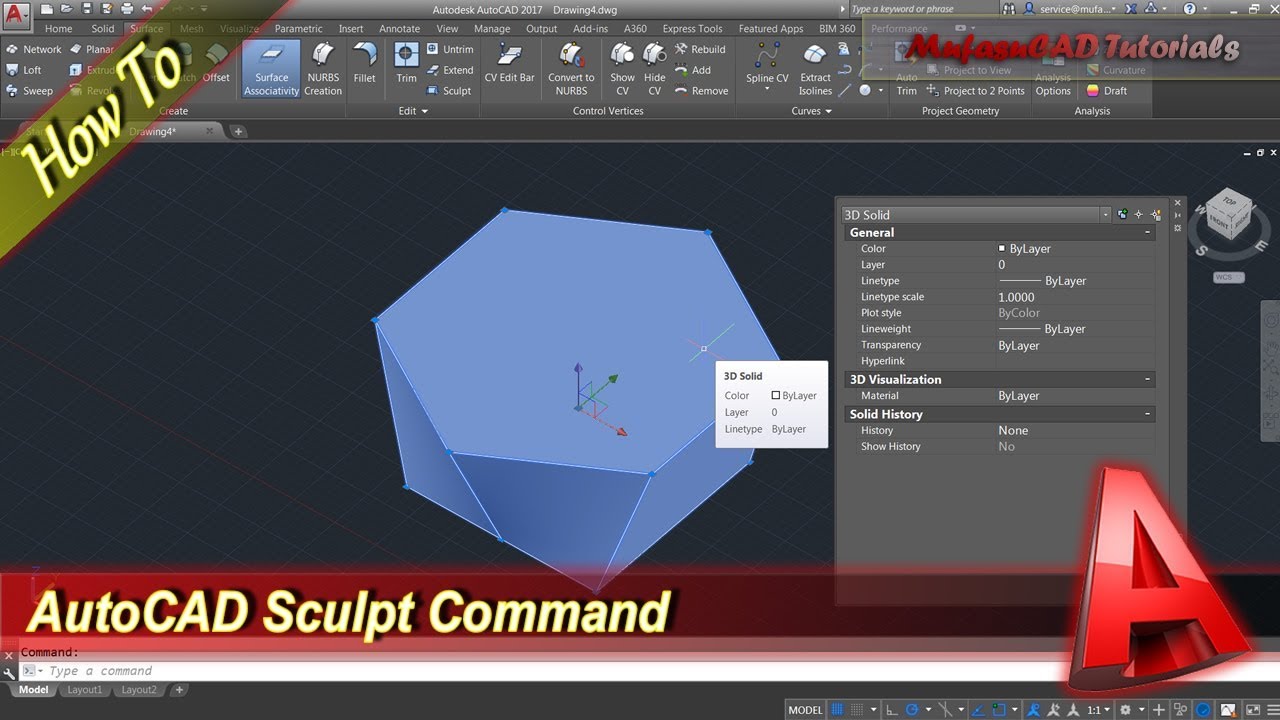 Autocad Sculpt Command Convert 3d Surface Into 3d Solid