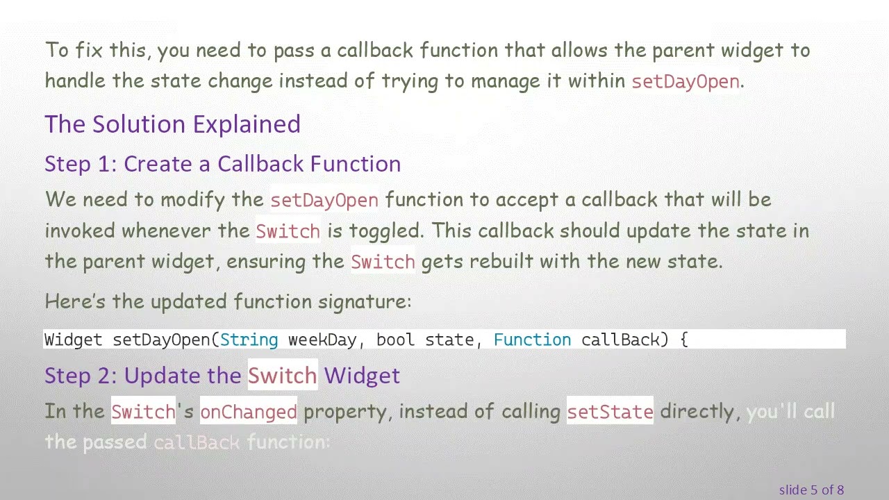 Solving the Flutter Switch Update Issue Inside a Widget Function
