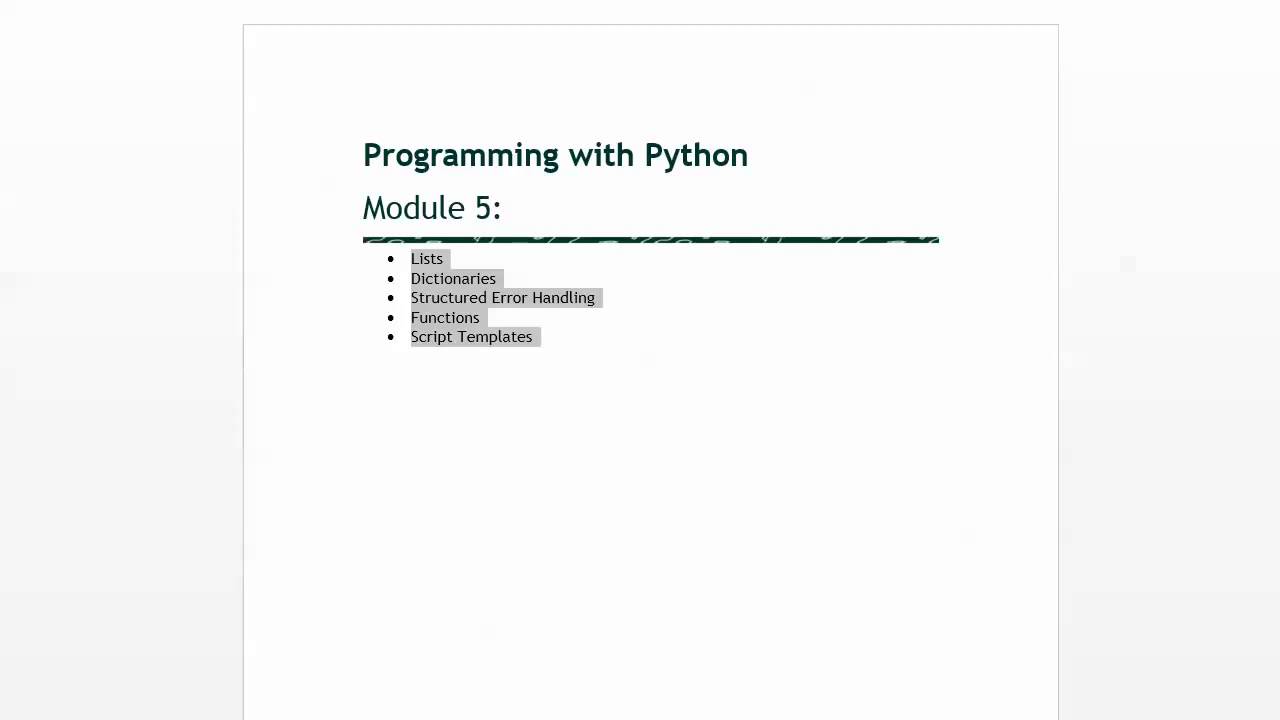 Python Module 05-01 Overview
