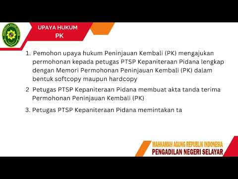 Pidana Permohonan Upaya Hukum Peninjauan Kembali (PK)