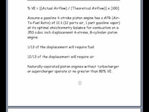 Piston Engine Volumetric Efficiency % VE