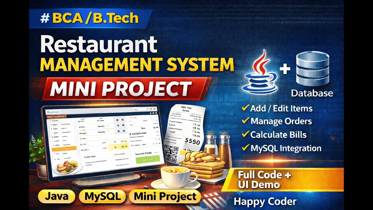 Mini Project for BCA/B.Tech | Restaurant Management System | Full Walkthrough | Java + Database