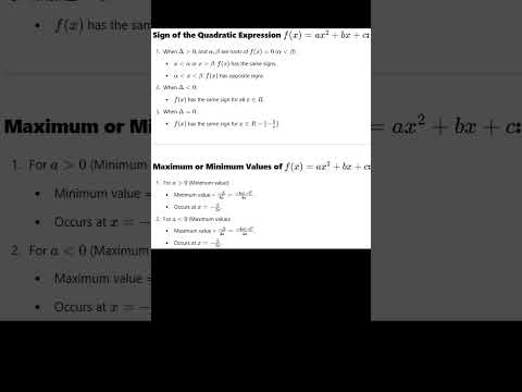 Quadratic Expressions Formulas | Maths 2A | AP Inter 2nd year
